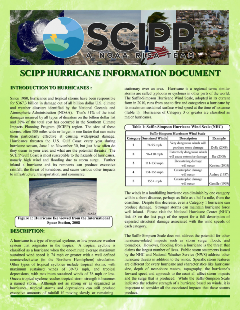 Climate Hazard Brochure Series - Hurricanes - SCIPP