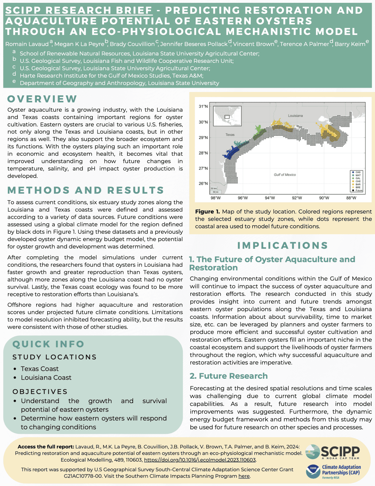SCIPP Research Brief - Predicting Restoration And Aquaculture Potential of Eastern Oysters ...